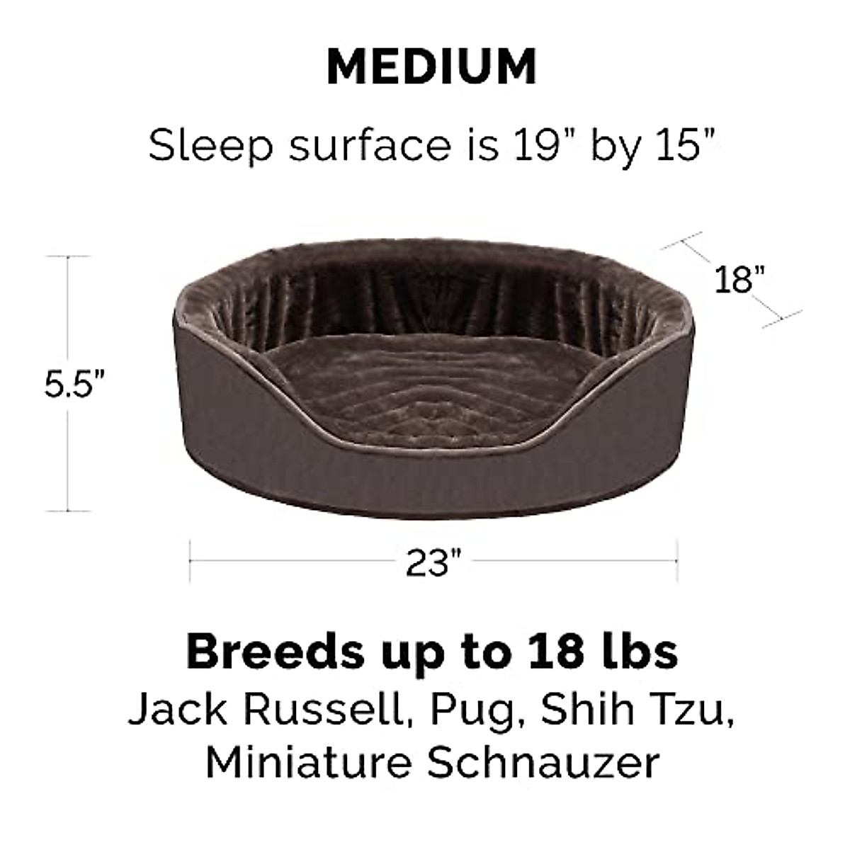 Furhaven Orthopedic Dog Bed for Medium/Small Dogs w/ Removable Washable Cover, For Dogs Up to 18 lbs - Plush & Velvet Oval Lounger - Driftwood Brown, Medium