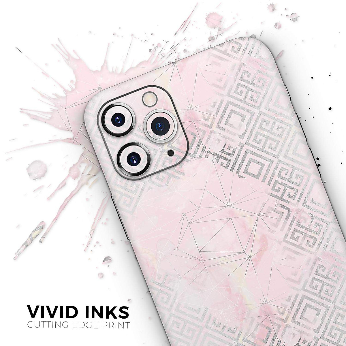 Design Skinz Karamfila Silver & Pink Marble V12 - DesignSkinz Protective Vinyl Decal Wrap Skin Cover Compatible with The Apple iPhone 11 (Full-Body, Screen Trim & Back Glass Skin)