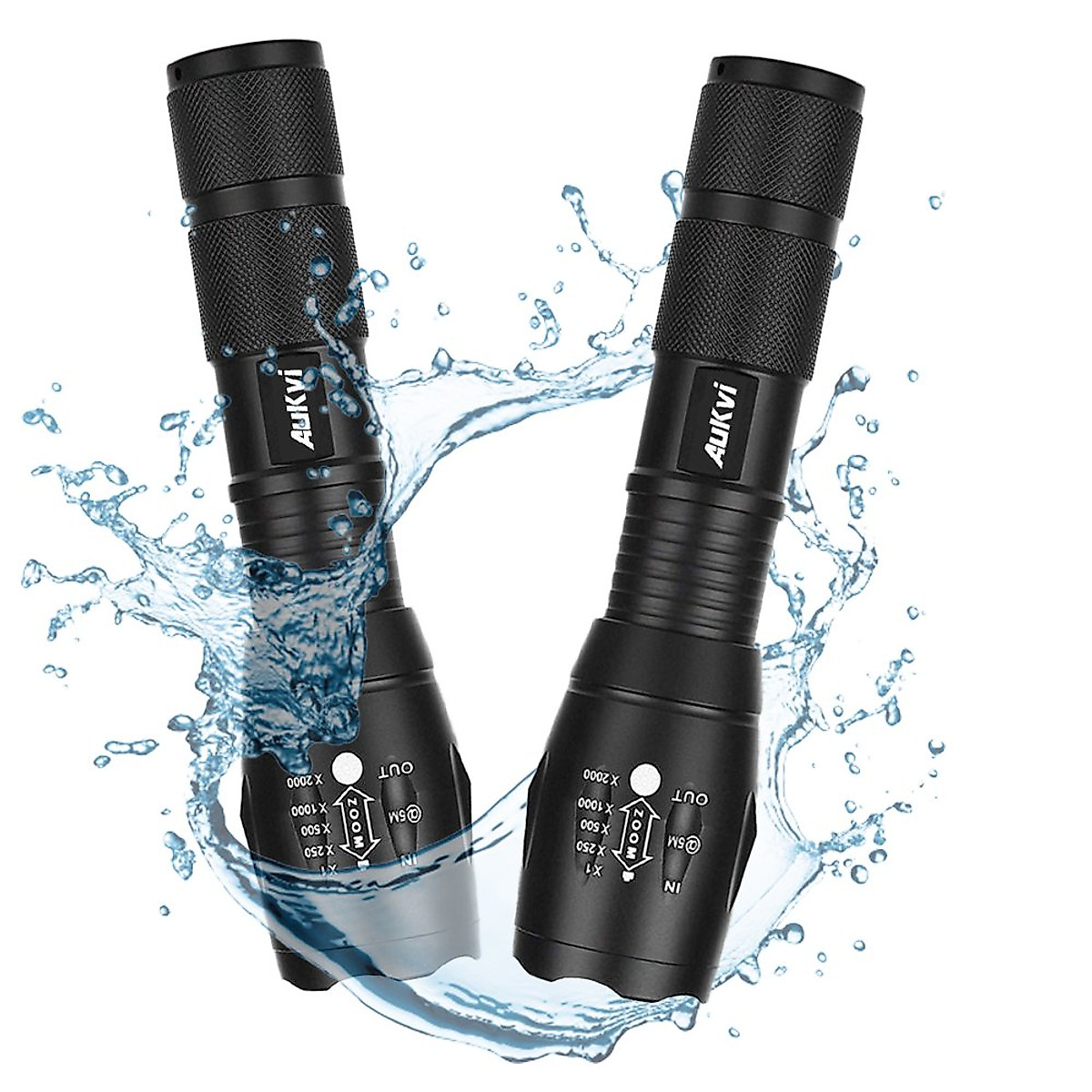 AuKvi 2 Pcs Powerful Red LED Flashlight Single Mode Long Range Red Hunting Light Torch Zoombale, Waterproof Red Torch Best for Astronomy, Aviation, Night Observation,etc
