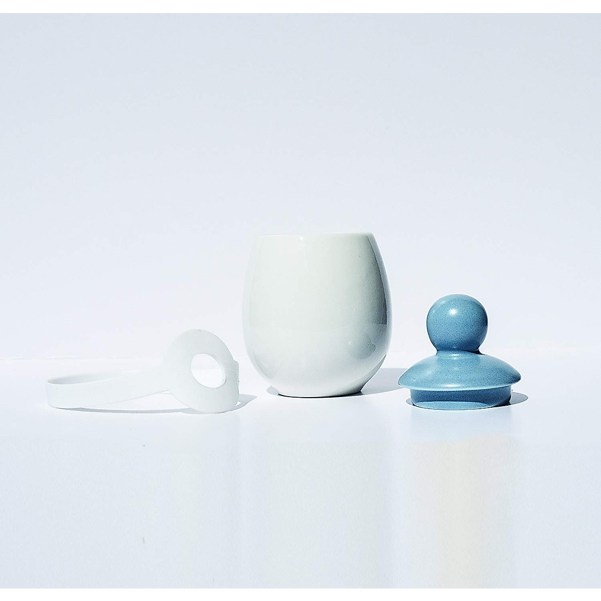 AggCoddler - Porcelain & Silicone Egg Cooker - Easily Cook Eggs with Toppings & Mix-Ins - Microwave & Dishwasher Safe - Steam, Poach, Boil Eggs - Displays Well in Kitchen (Blue - Sten)