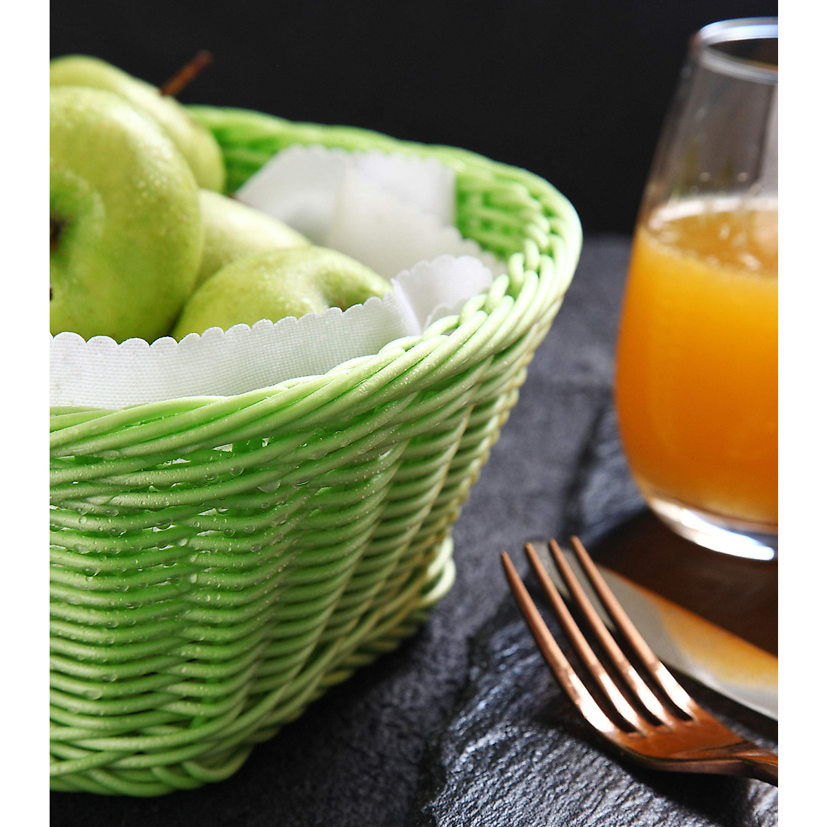 Colorbasket 31404-202 Waterproof Rectangular Utility Basket, Dishwasher Safe, Shelf Storage, Hand Woven, Set of 3, Lime Green