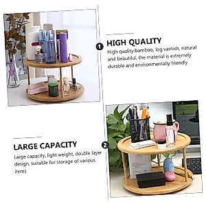 DOITOOL rotating storage rack shelving brackets rack organizer kitchen racks turntable cabinet organizer stand desk tray Double-layer Cosmetics Shelf wooden to rotate bamboo container