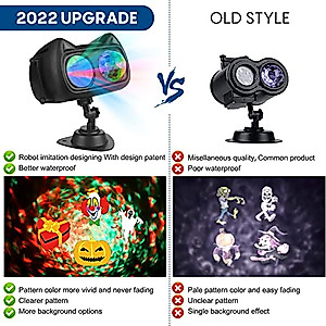 Christmas Projector Lights Outdoor & Indoor,2022 Upgrade Snowflake Projector Light with Remote Control Timer，LED Moving Patterns & Ocean Wave Waterproof for Xmas Birthday Party Holiday Decorations