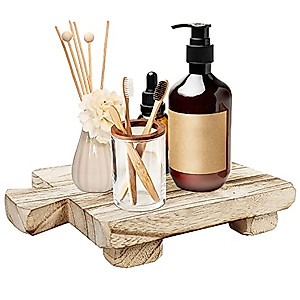 Wood Pedestal Stand Crude Wood Riser Kitchen Wood Tray Sink Decor Wooden Soap Holder for Bathroom Kitchen and Home Decoration (Crude Wood Natural Color)