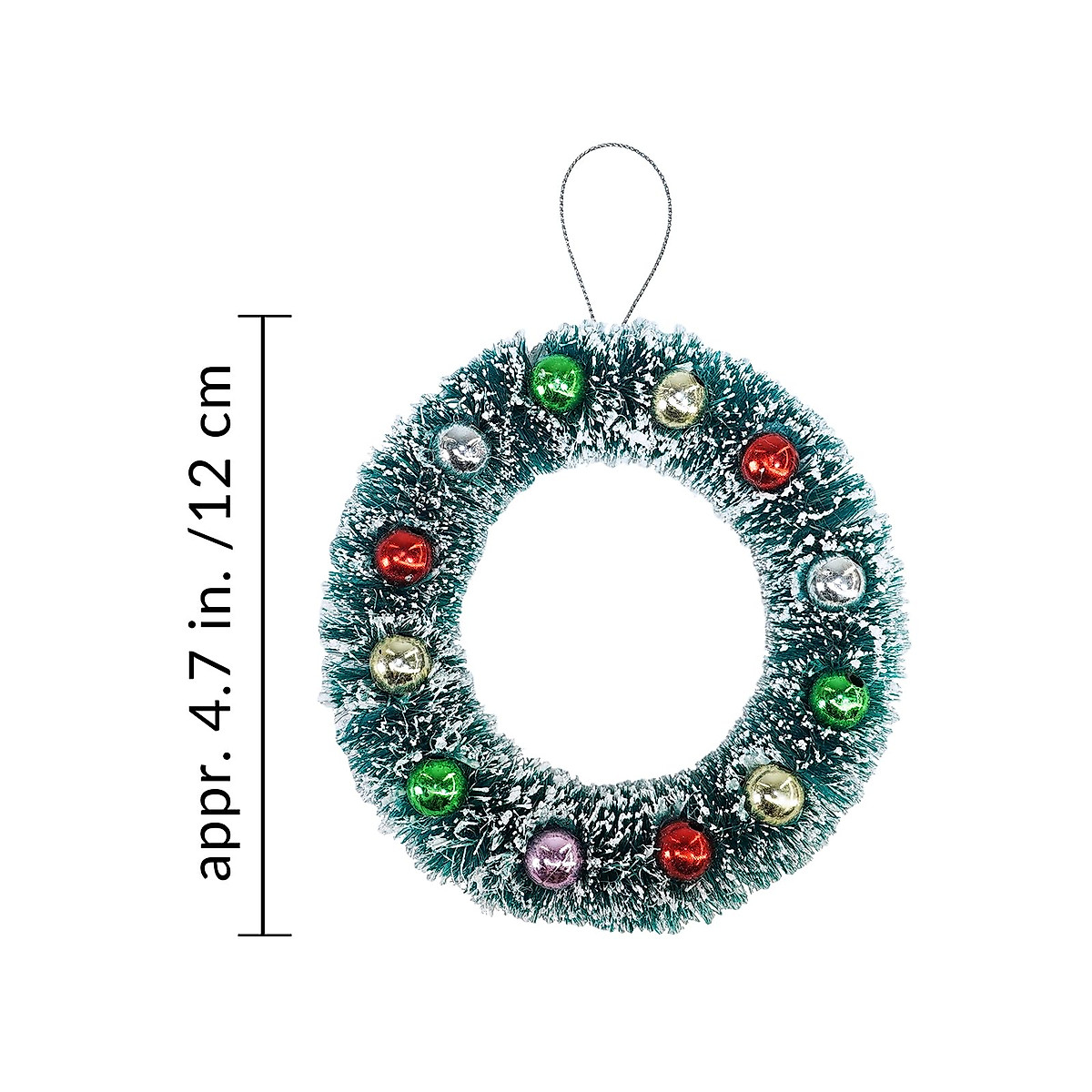 Winlyn 6 Pcs Frosted Teal Miniature Decorated Frosted Sisal Christmas Wreath Bottle Brush Wreaths 4.7" Wide for Winter Christmas Tree Hanging Ornaments Festive Celebration Supplies Holiday Crafts