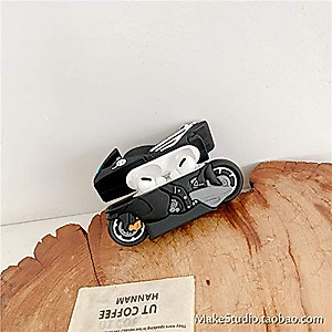 Jowhep Case for AirPod Pro 2019/Pro 2 Gen 2022 Cartoon Cute Silicone Cover with Keychain Fashion Funny Soft Protective Skin for Air Pods Pro Boys Kids Shell Cool Fun Cases for AirPods Pro Black Moto