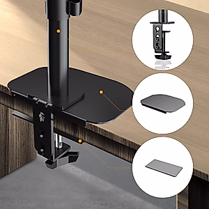 Monitor Mount Reinforcement Plate, Monitor Mount for Glass Desk, Steel Bracket Plate for Thin, Glass and Other Fragile Tabletop, fits Most Monitor Stand Grommet C Clamp Installation Hole Reinforcement
