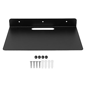 Metal Wall Shelf,Black Floating Shelf,Floating AV Shelves, Thickened Rust Proof Projector Wall Mount DVD Shelf for Projector Set Top Box Router Camera