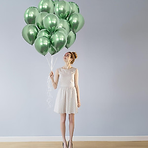 Jobkoo Metallic Green Balloons, 12Inch Chrome Dark Green Balloons 30Pcs Retro Sage Olive Green Metallic Party Balloons Hunter Green Chrome Helium Balloon for Jungle Birthday Graduation Wedding Decor