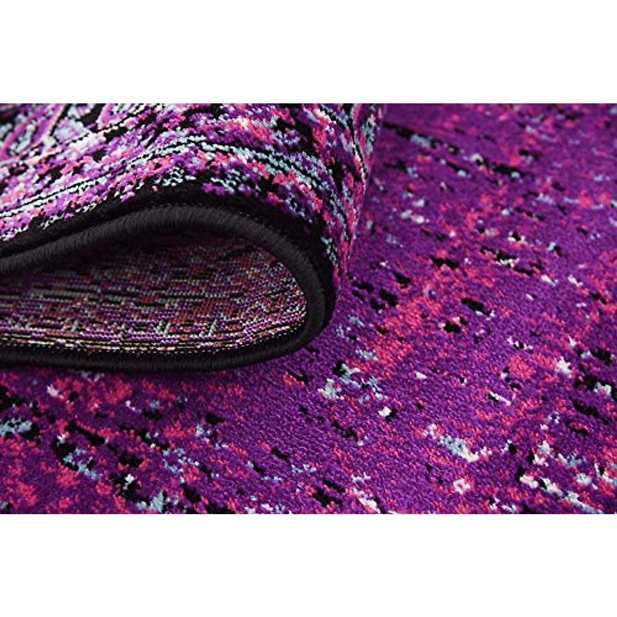Unique Loom Imperial Collection Paisley, Distressed, Border, Vintage, Modern, Abstract Area Rug, 3 ft x 9 ft 10 in, Lilac/Black