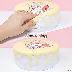 Hamee LINE Friends BT21 (Baby) [Surprise Capsule Series] Cute Water Filled Squishy Toy [1 Pc. (Mystery - Blind Capsule)] + 1 x Slow-Rising Glazed Cake Squishy Toy [Jumbo Size]