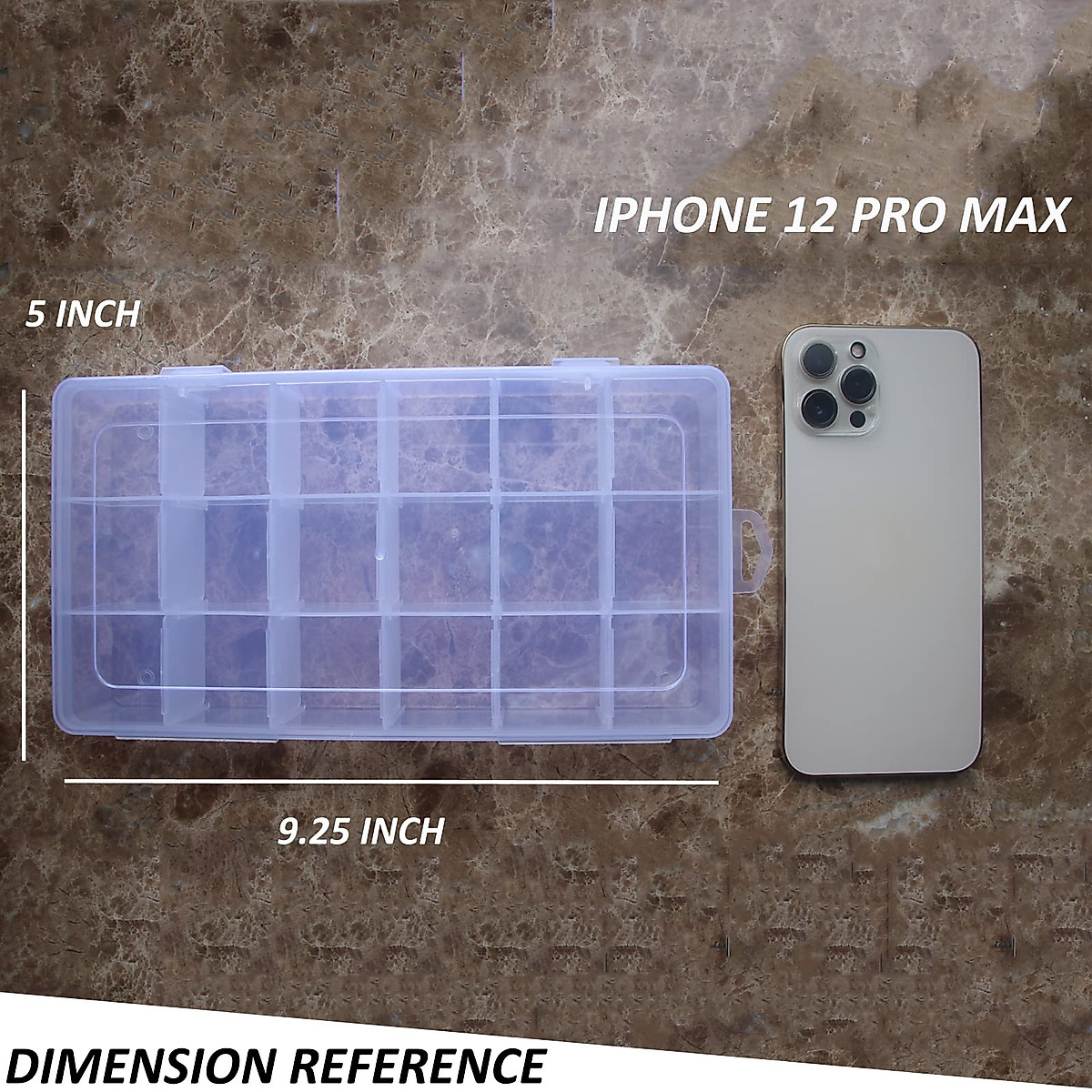 UHZBTEC 18 Grids Storage Containers/Jewelry Organizer Box with Removable Dividers for Bead Organizer (Free Letter Stickers)