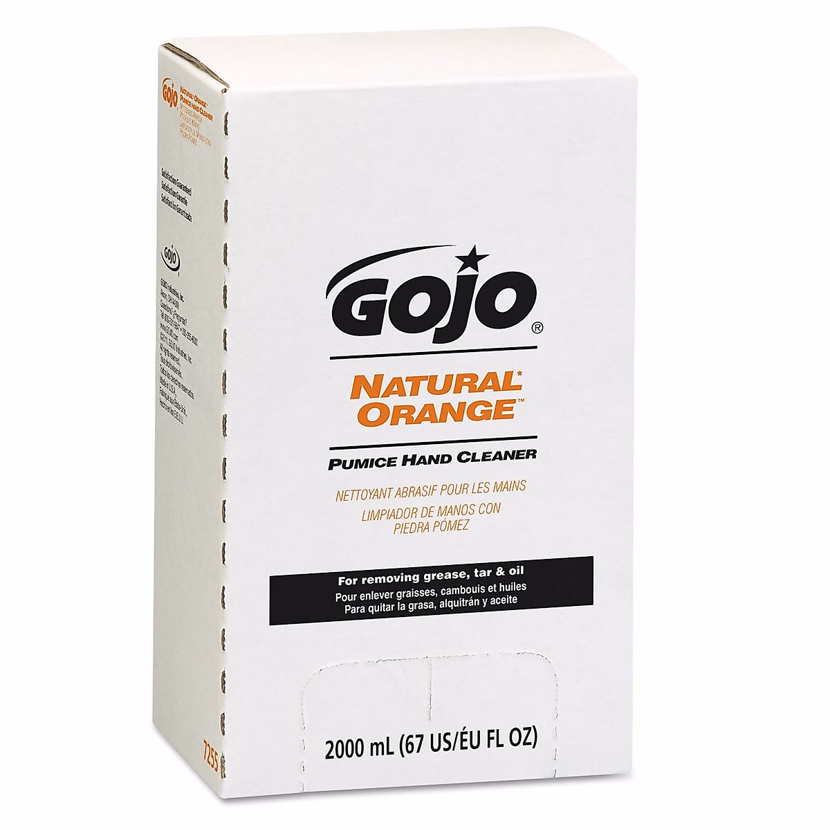 GOJO 7255 NATURAL ORANGE Pumice Hand Cleaner Refill, Citrus Scent, 2000mL, 4/Carton