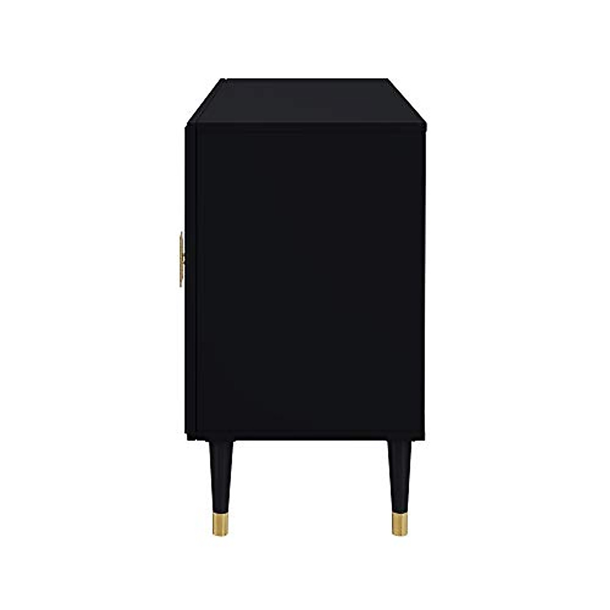 Inspired Home Sideboard - Black | Design: Belen | 2 Doors | Brushed Finish Gold Handle and Leg Tip