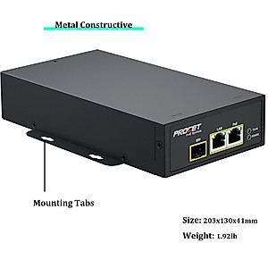 PROCET SFP Fiber PoE Injector SFP/Uplink PoE++ 95W Industrial PoE Power Supply, Gigabit IEEE802.3bt/ PoE++ Fiber Optic PoE Power Injector, Wide Temp -40℉ to 149℉, PT-PSE109GBRO-A-S