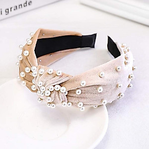 Yeaplike 3 Pack Velvet Wide Headbands Knot Turban Headband Vintage Hairband with Faux Pearl Elastic Hair Hoops Fashion Hair Accessories for Women and Girls