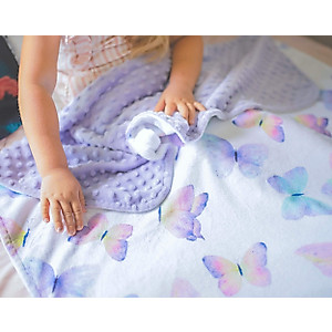 Bundled Joy Baby Gifts - Premium Soft Plush Lightweight Minky Dot Toddler Baby Newborn Blanket 30"x40" (Butterfly Purple)