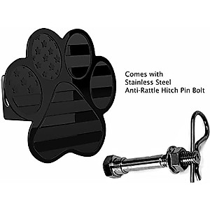 Dog Paw Foot Metal Hitch Cover with Anti-Rattle Pin Bolt (Fits 2" Receiver, Black)