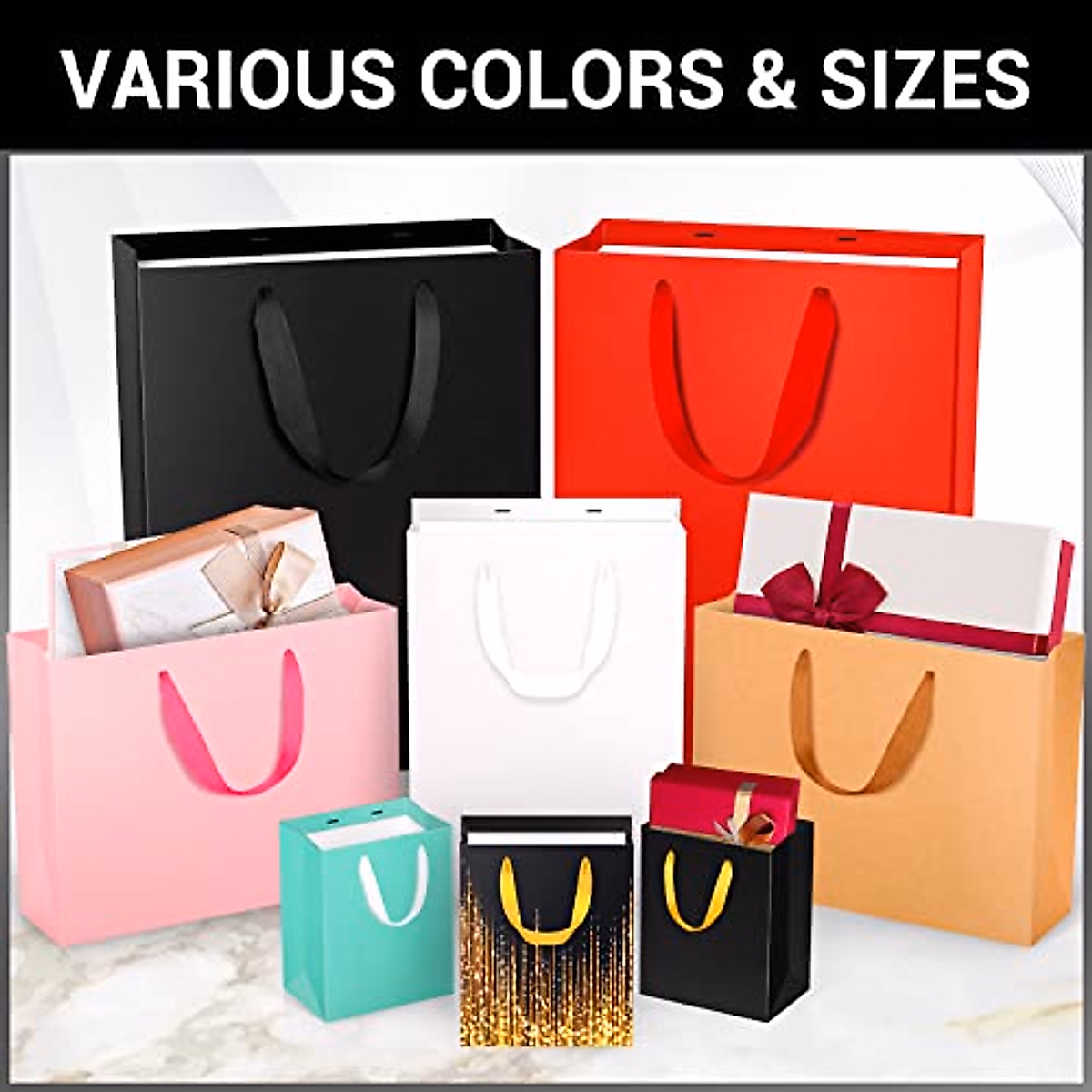 EUSOAR Shopping & Merchandise Bags, Medium Size 25pcs 7.8x3.9x11 inch Brown Kraft Paper Recyclable Gift Bags with Handle Bulk, for Party Favor Craft Retail Business Grocery Boutique Birthday Wedding