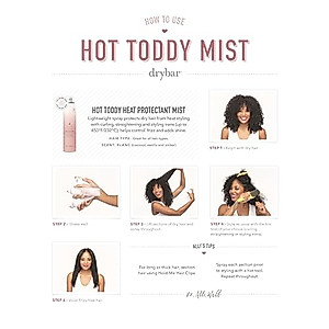Drybar Hot Toddy Heat Protectant Mist Blanc Scent - Full Size| Lightweight Heat Protectant for Hair protects from Heat & Styling with Curling, Straightening and Styling Irons