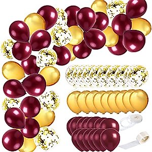 Graduation Party Decorations 2023 Maroon Grad/Maroon Gold Balloon Garland Burgundy Gold Balloons 45pcs/Fall Birthday Party Decorations Women Burgundy Gold/Burgundy Gold Wedding/Fall Bridal Shower