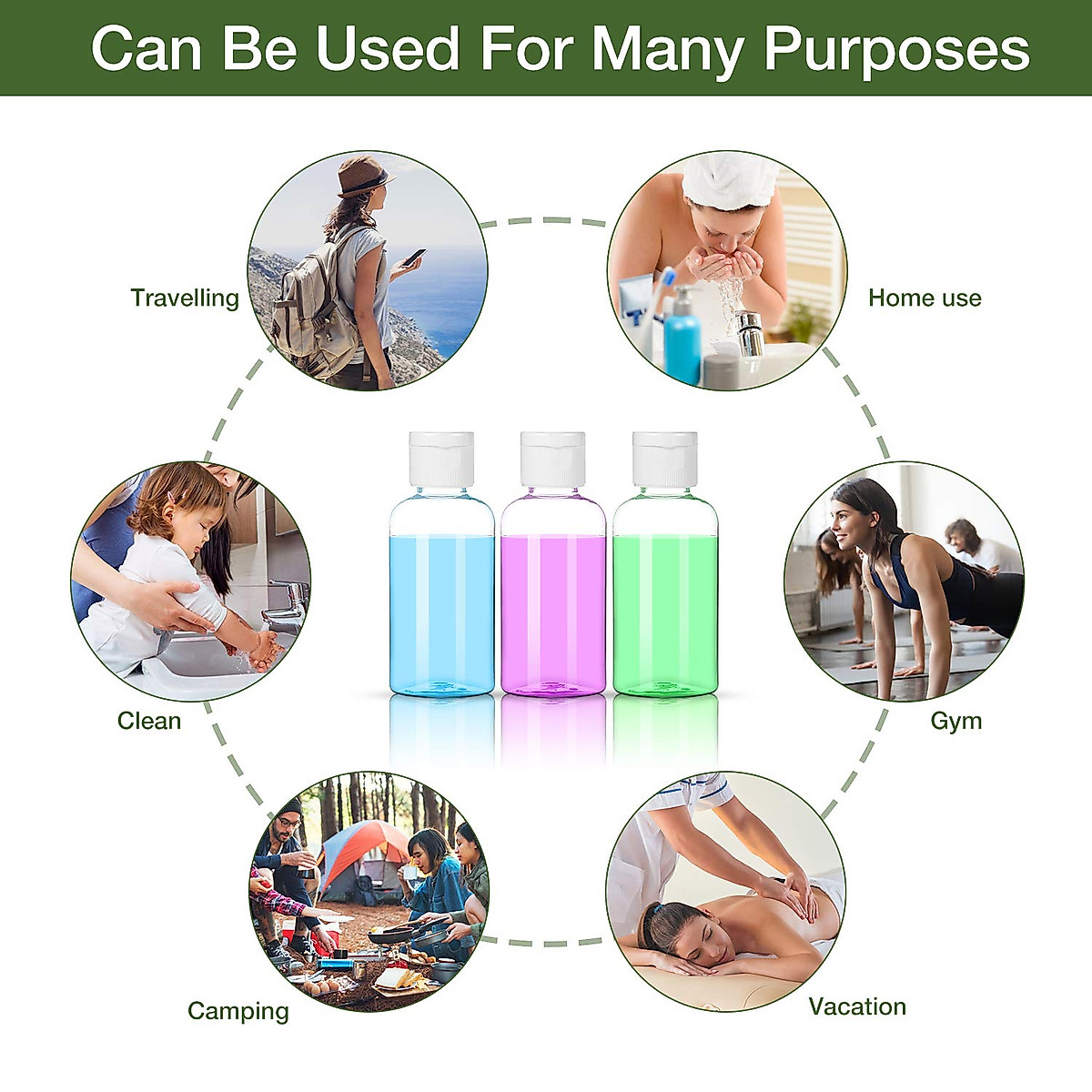 50ML Plastic Empty Bottles Clear Travel Containers Travel Size Bottles with Flip Cap, HDPE Squeezable Refillable Toiletry/Cosmetic Bottles - Set of 25 - Oval Design (clear)