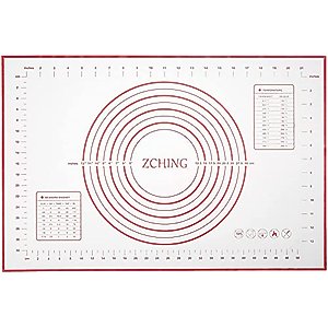ZCHING Silicone Pastry Measurement Not-Slip Rolling Dough Mats for Baking (red), 24“L x 16“W