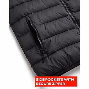 Reebok Men's Jacket – Lightweight Hooded Quilted Puffer Coat – Warm Insulated Winter Jacket for Men (S-4X), Size Large, Solid Black