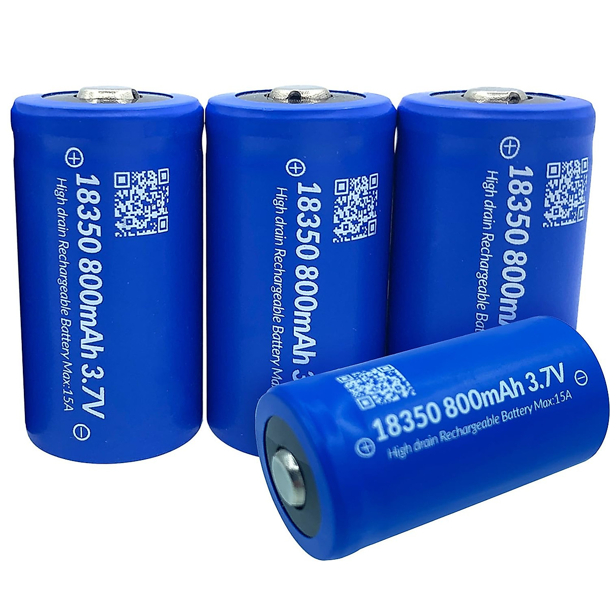 Imren IMR 18350 3.7V Button Top Rechargeable Batteries,18350 15A Discharge Rechargeable Li-ion Battery 800mAh for Flashlight - 4PCS