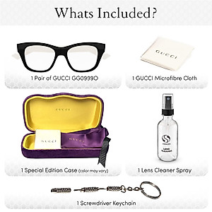 Gucci GG0999O Designer Fashion Eyeglasses Stylish Running Logo Cat Eye Frame Eyewear with Luxury eSHADES Kit - Embrace Sophistication and Elegance
