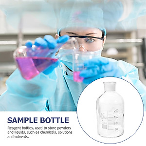 iplusmile Labs Reagent Bottle, 250 mL Soda Glass, Wide Neck with Stopper, Chemistry Sample Glass Bottle with Glass Stopper for Reagent