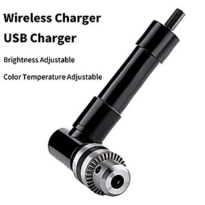 OCGIG Cordless Right Angle Drill 1-10mm Attachment Adapter 90 Degree Handle Chuck 3/8" Keyed Extension Drilling Tool