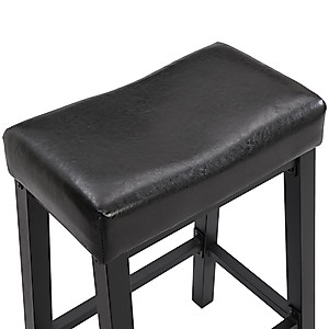 eHemco Heavy-Duty Padded Faux Leather Saddle Seat Kitchen Counter Height Barstools, 18.9 Inches, Black