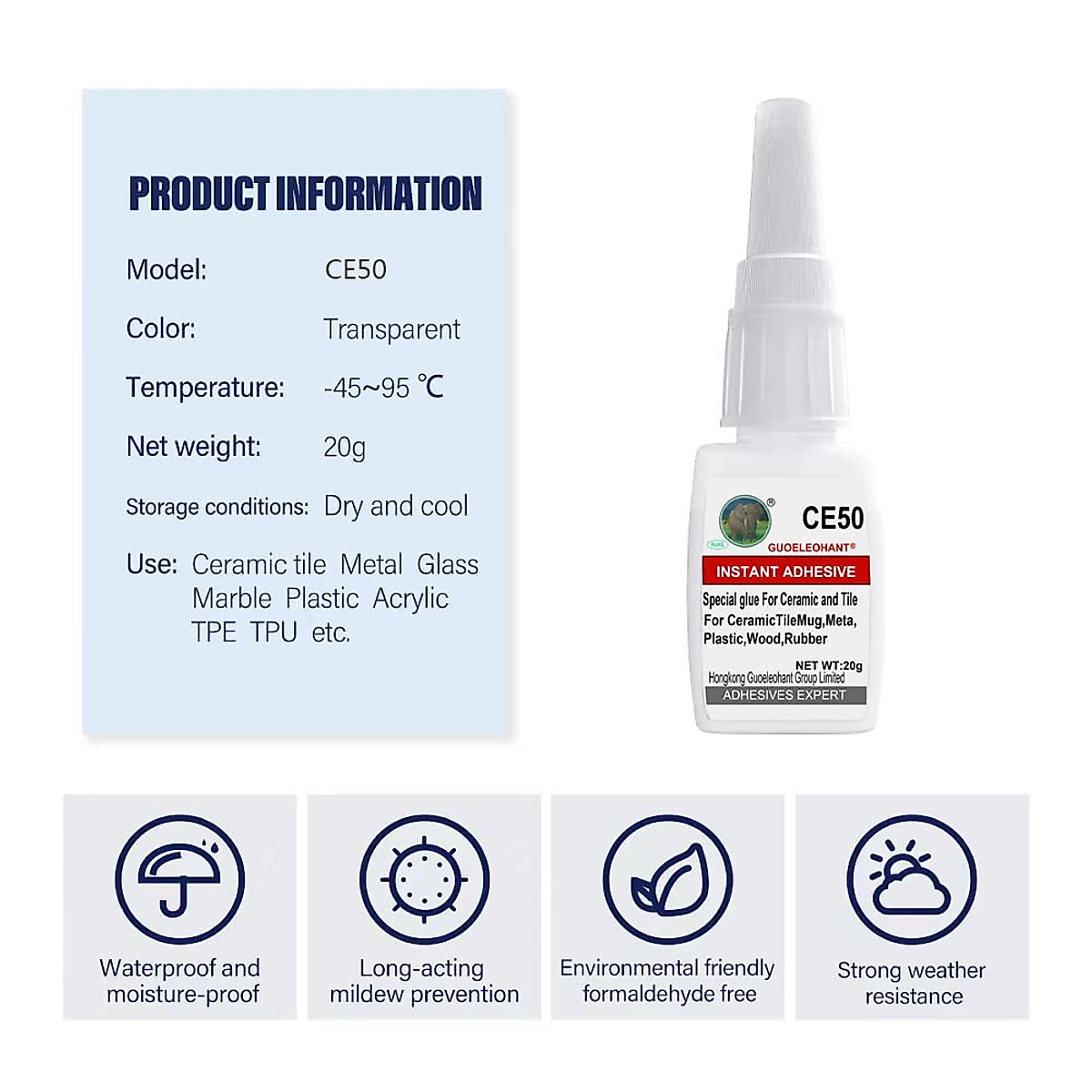 Multipurpose 20g Clear Ceramic Glue: Instant Super Adhesive for Tile, Mugs, Metal, Plastic, Wood, Rubber, Glass, Silicone, Leather & DIY Crafts - Strong Ceramic & Tile Repair Solution