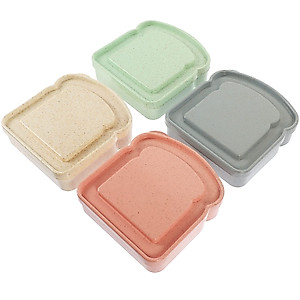 Kichvoe Sandwich Containers, Bread Storage Box Toast Shape Sandwich Box Food Storage Container Lunch Box, 5.1 * 4.8 * 1.5''，4Packs