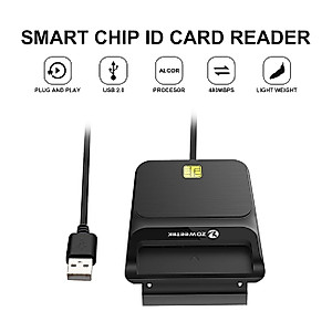 ZOWEETEK USB Smart Card Reader, CAC Card Reader Military, Compatible with Windows, Mac OS and Linux