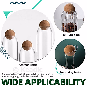 Keadic 4 Pcs Wooden Ball Bottle Plug Stoppers Set Natural Soft Reusable Wood Cork Plugs Replacement for Wine Decanter Carafe Bottle (2.1 Inch/ 5.5 cm)