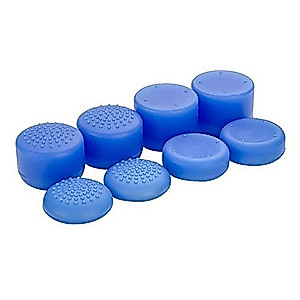 Replacement L2 R2 Buttons Trigger Extender + Silicone Analog Thumb Stick Cap Cover Grip Thumbsticks Joystick for Sony PS4 PS4 Pro Slim Controller (Blue)