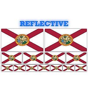13 Pack Florida Flags | (x2) 4x2 inch, (x4) 2x1 inch, (x7) 1x.5 inch Flag Stickers | Country State Flags Pack Stickers for Cars, Trucks, Laptops, Bikes, Toolboxes, Skateboards, Windows and More