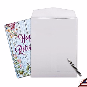 The Best Card Company - 1 Jumbo Congratulations Notecard w/Envelope (Large 8.5 x 11 Inch) Happy Retirement Appreciation with Flowers for Boss, Coworker - Blooming Driftwood J6108JRTG-US