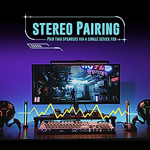 GravaStar Mars Pro Bluetooth Speaker,25W Loud Stereo Sound Wireless Portable Speakers with Futuristic Design, Up to 24H Playtime,TWS Pairing for Home/Party/Outdoor/Beach,Birthday Gift (Matte Black)