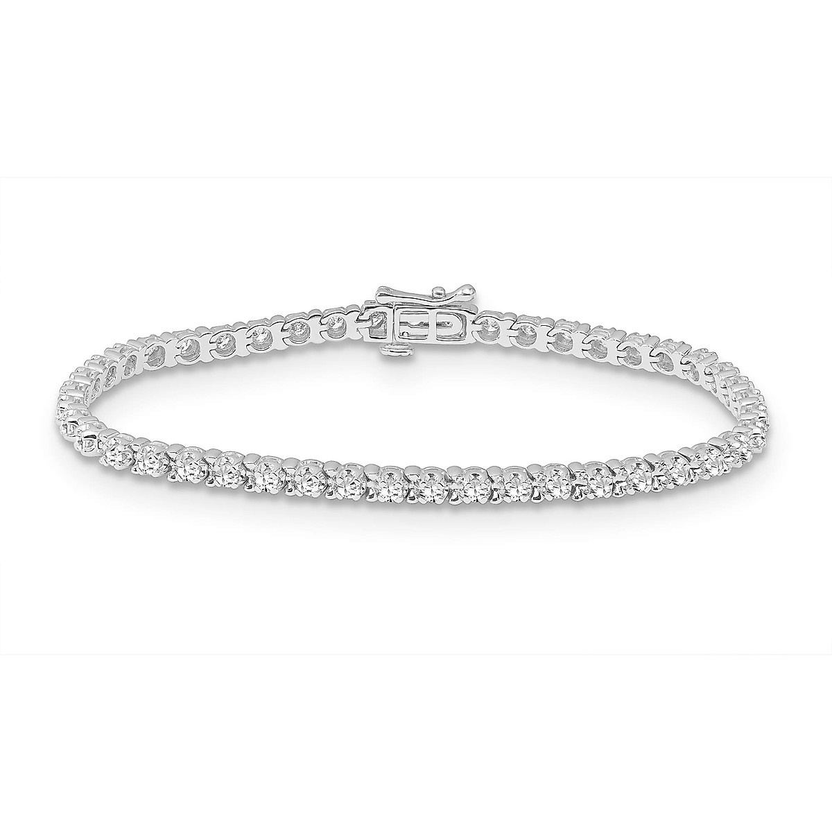 ARAIYA FINE JEWELRY 14K White Gold Natural Diamond Tennis Bracelet (2 cttw, I-J Color, I2-I3 Clarity), 7"