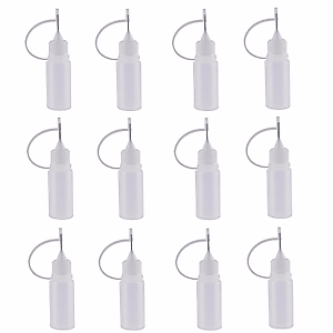 12 Pcs 10ml (0.3 oz) Squeezable Plastic Tip Applicator Bottle Dropper Bottles with Tip Caps Glue Bottle Applicator
