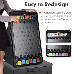 WinSpin 30"x19" Prize Drop Board Foldable Stand Disk Drop Board Game Customizable 6 Slots with 10 Pucks for Carnival Tradeshow Party, (with Multi-Colored LED Light)
