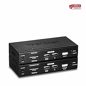 TRENDnet KVM Extension Kit, Extend Keyboard/Video/Mouse Controls, up to 100 Meters (328 ft.), Hot-Keys, Transmitter, Receiver, PS/2, VGA, TK-EX4