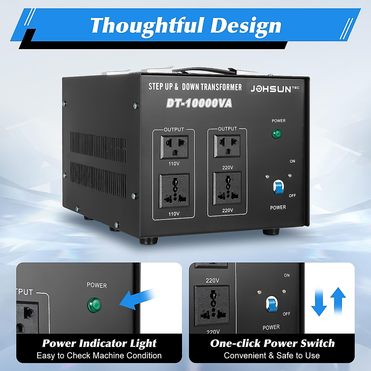 ST-10000 Voltage Converter Transformer Power Step Up/Down 110V to/from 220V Home Commercial Voltage Converter