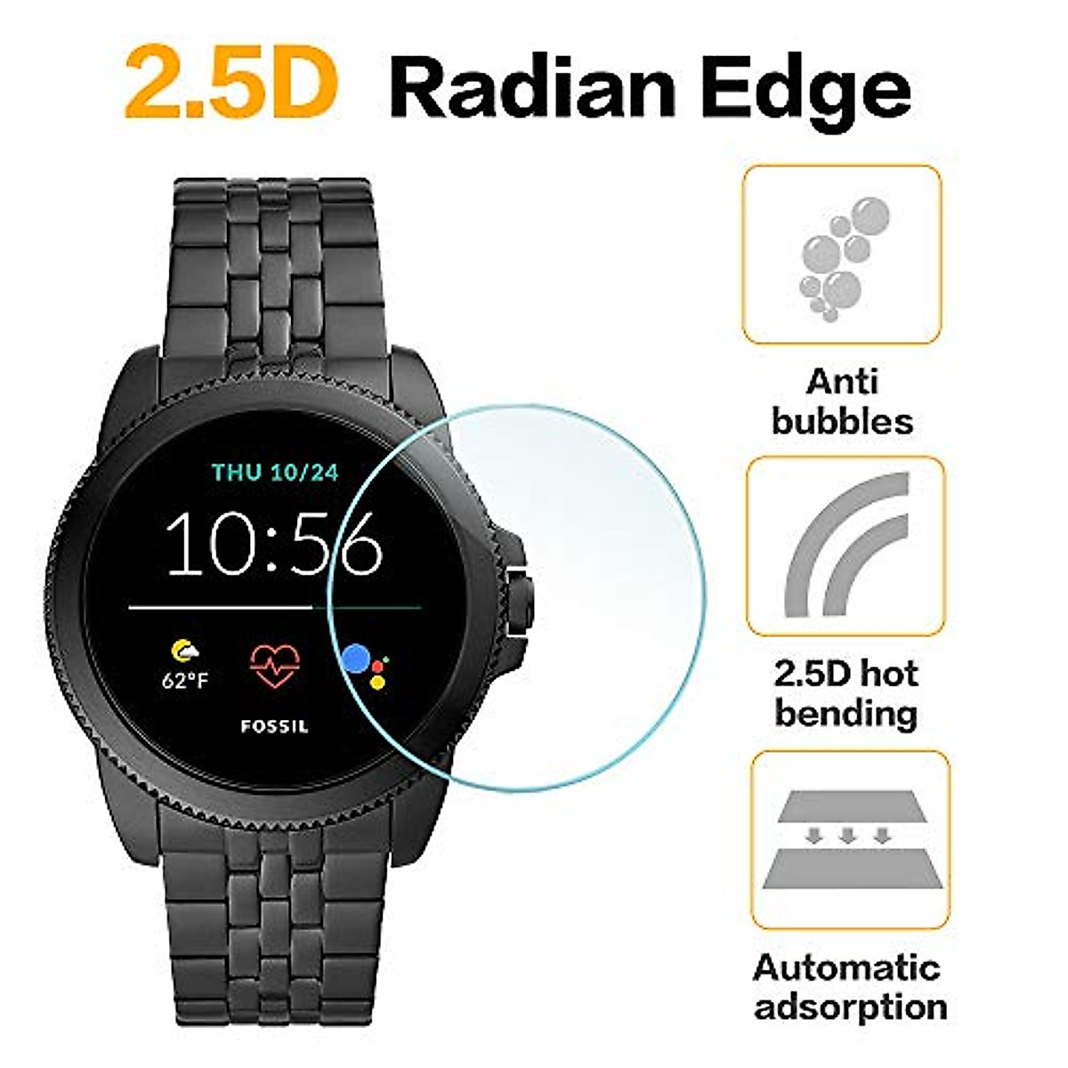 GGOOIG 4-Pack for New Fossil Men's Gen 5E 44mm Screen Protector, 2.5D 9H Hardness Tempered Glass Screen Protector for Fossil Men's Gen 5E 44mm Smartwatch