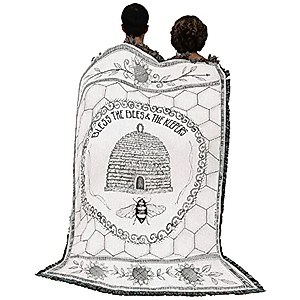 Pure Country Weavers Bless The Bees and The Keepers Blanket by Cindy Shamp - Garden Floral Gift Tapestry Throw Woven from Cotton - Made in The USA (72x54)