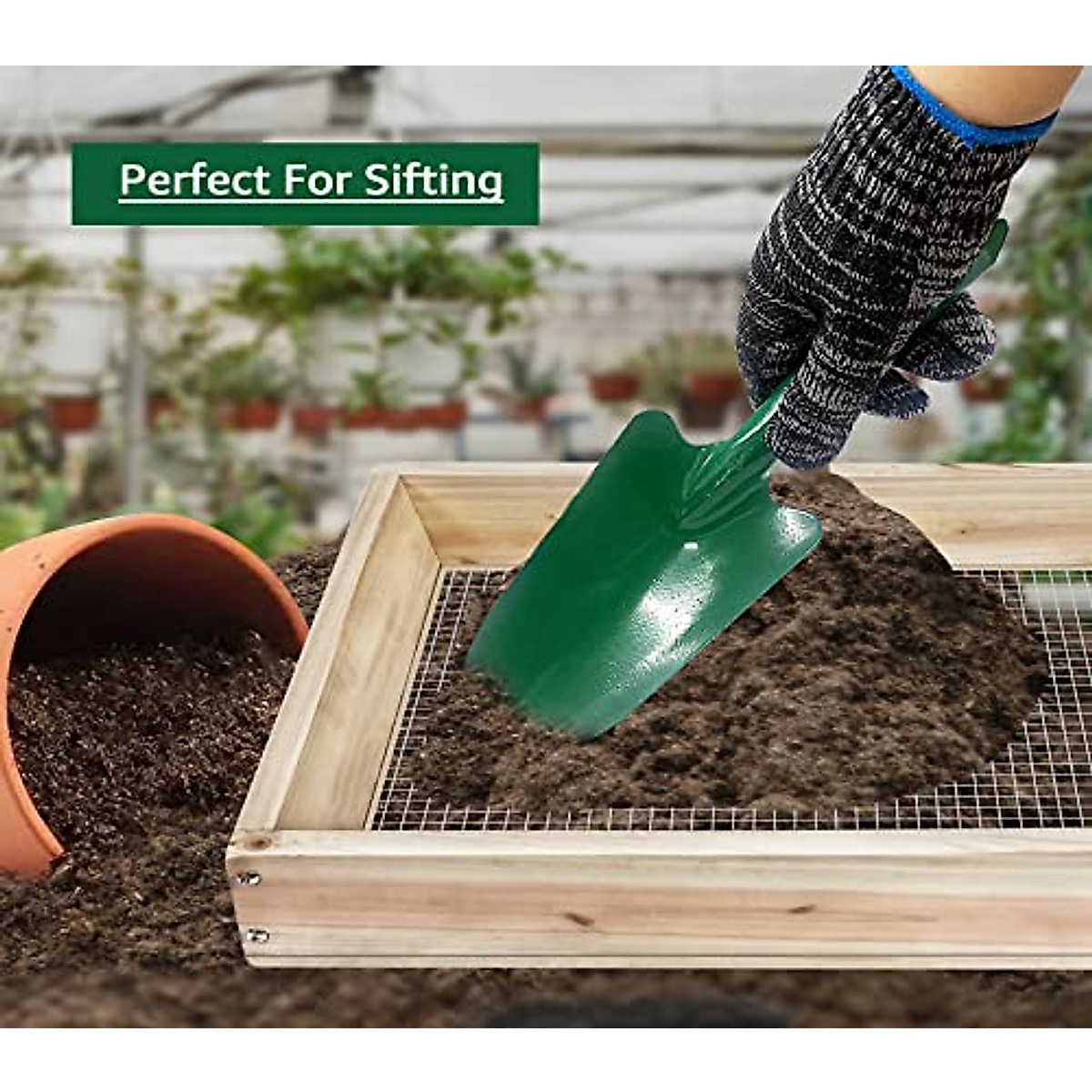 Soil Sifter, Dirt Sifter for Gardening, Compost Sifter, Garden Sieve, Light Wood Sifter for Rocks, Screen Sifter Top Soil/Peat Moss/Worm/Leaves/Loam Soil/Sand,Great Garden Tool for Plants & Vegetables