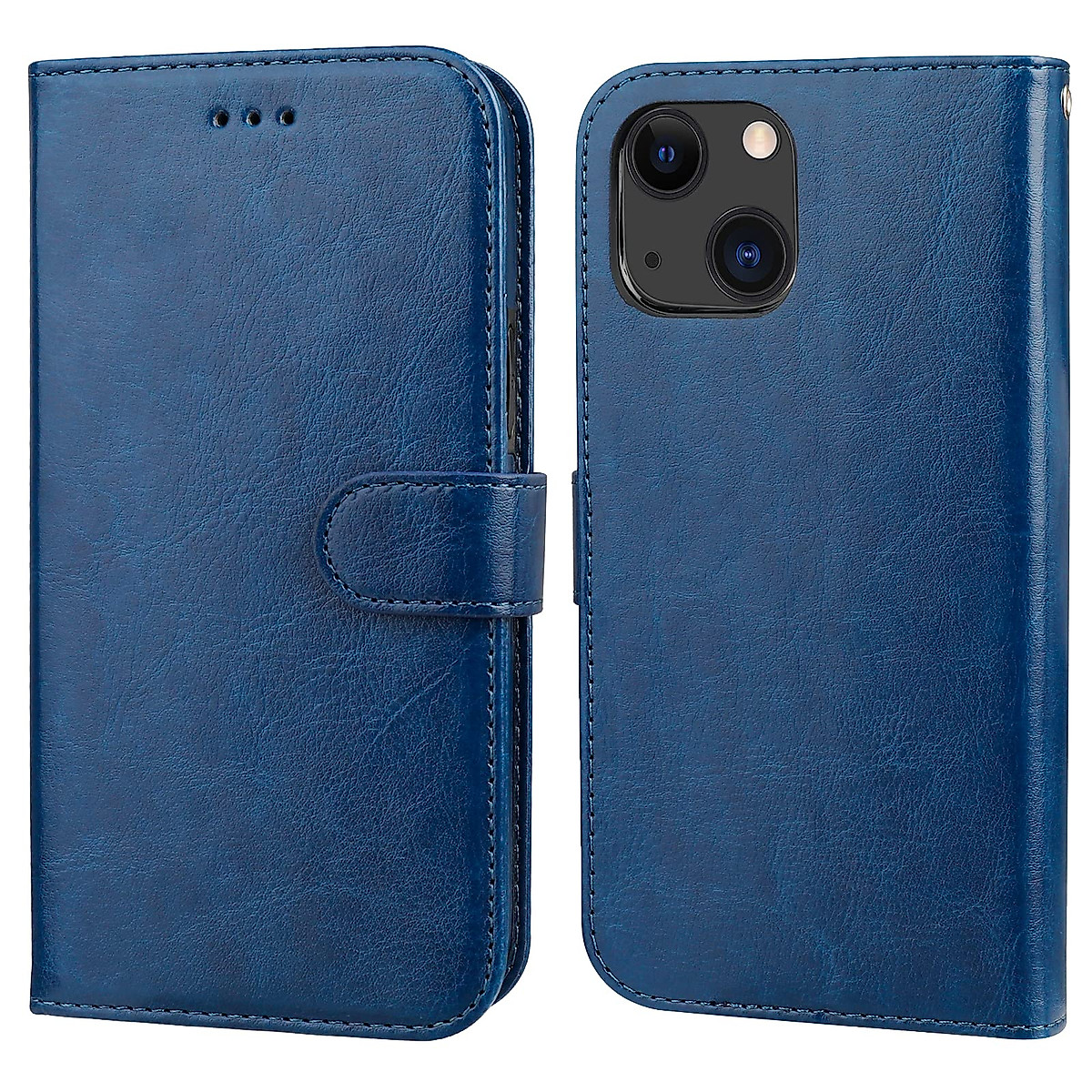Bocasal Detachable Wallet Case for iPhone 13 RFID Blocking Card Slots Holder Premium PU Leather Magnetic Kickstand Shockproof Wrist Strap Removable Flip Protective Cover 5G 6.1 inch (Blue)